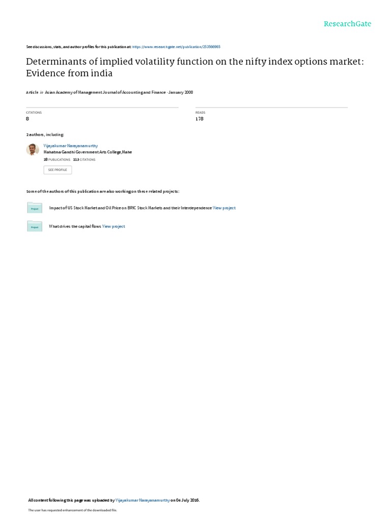 Determinants of Implied Volatility Function On The | PDF | Moneyness ...