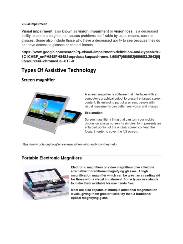 Types of Assistive Technology: Screen Magnifier | PDF | Visual ...