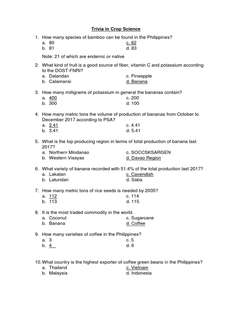 Trivia in Crop Science | PDF | Mindanao | Plants