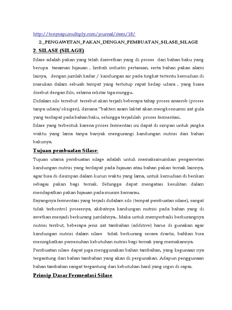 Pembuatan Silase | PDF