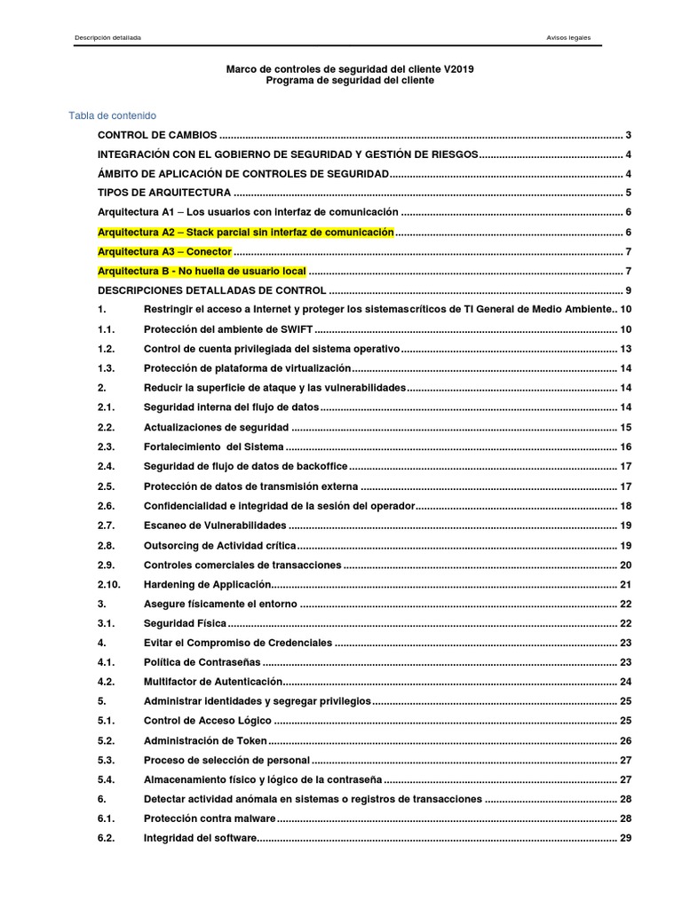 SWIFT Customer Security Controls Framework v2019 - Traducción | PDF ...