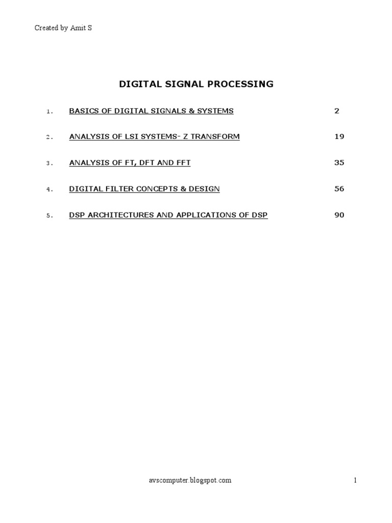 Digital Signal Processing Notes | PDF | Digital Signal Processing ...