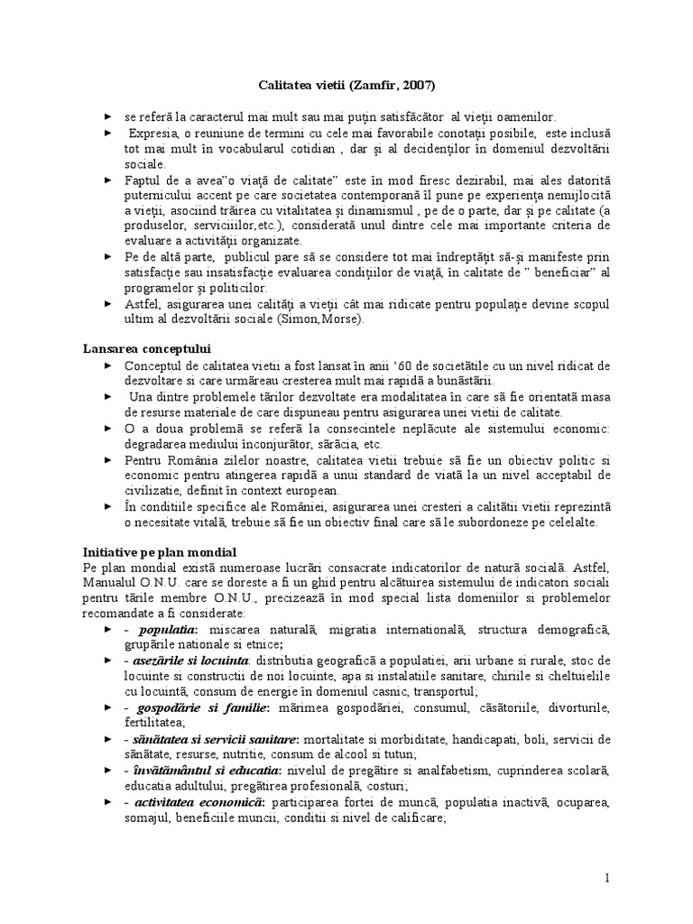 Calitatea Vietii PDF | PDF
