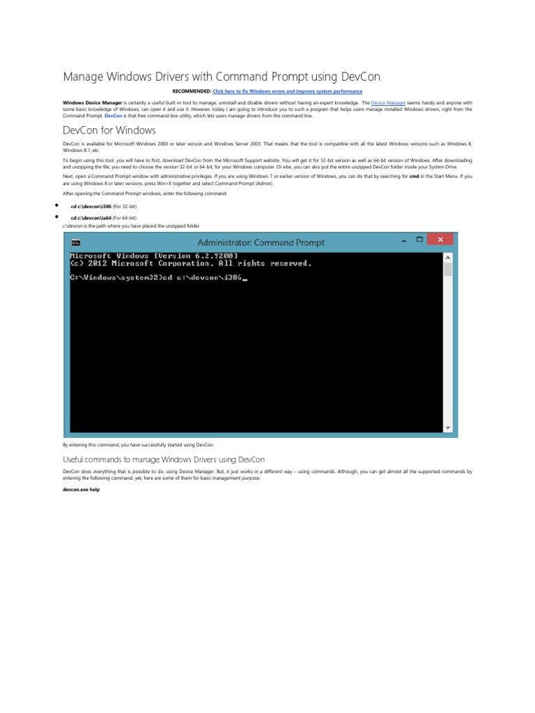 Manage Windows Drivers With Command Prompt Using DevCon | PDF | Microsoft Windows | Command Line ...