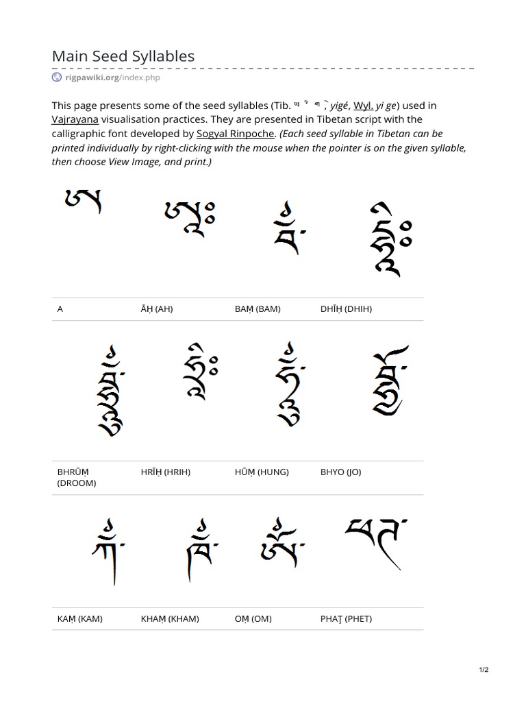 Main Seed Syllables | PDF