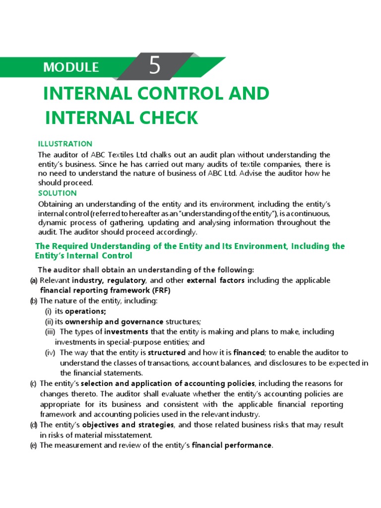 Audit Module 5 - Internal Control & Internal Check PDF | PDF | Internal Control | Internal Audit