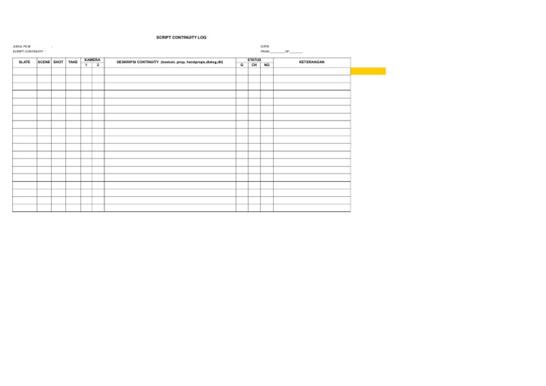 Continuity Sheet | PDF