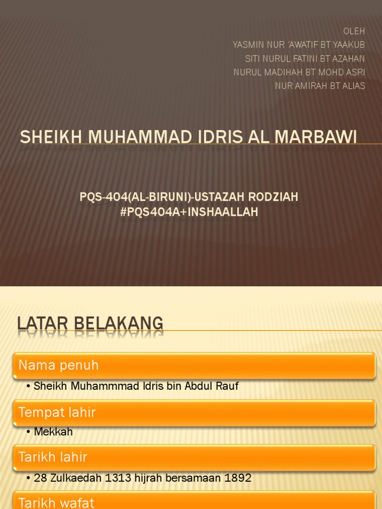 Sheikh Muhammad Idris Al Marbawi | PDF