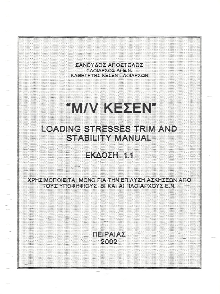 MV KESEN - Trim & Stability Booklet | PDF