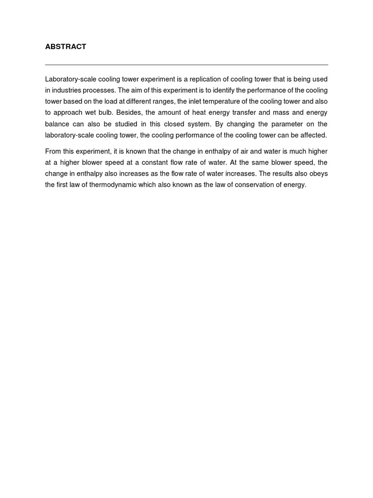 Cooling Tower Lab Report Pdf Pdf Heat Transfer Enthalpy