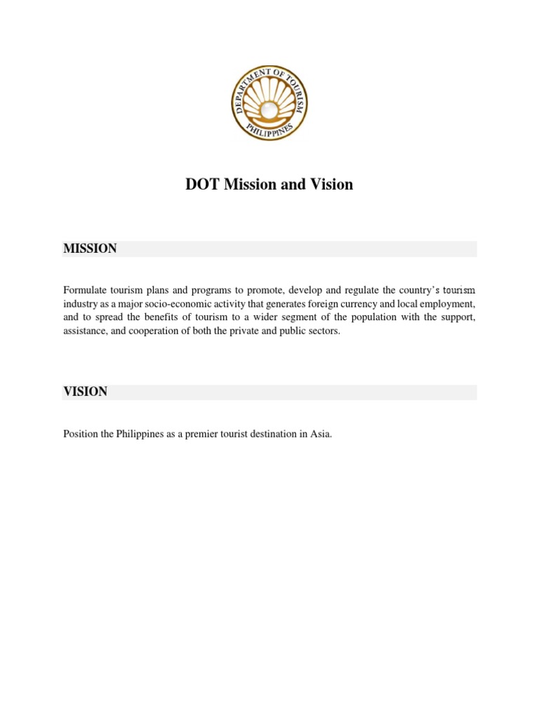 DOT Mission and Vision | PDF | Social Science