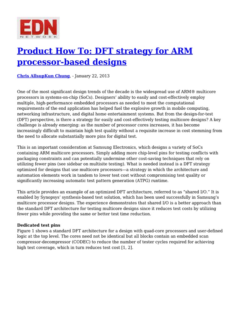 DFT Strategy For Arm Cores | PDF | Multi Core Processor | System On A Chip