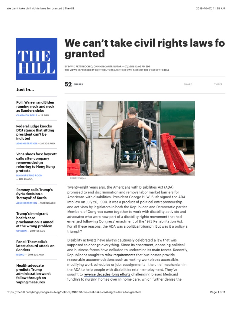We Can't Take Civil Rights Laws For Granted: Just In.. | PDF ...