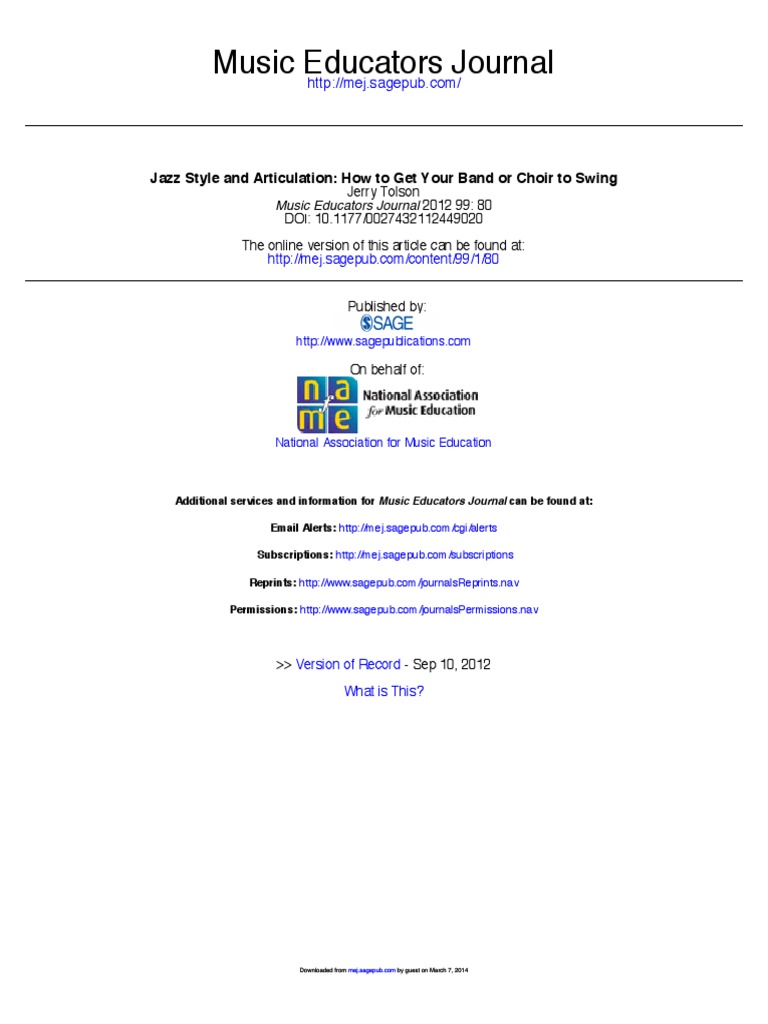 Jazz Style and Articulation | PDF | Jazz | Rhythm