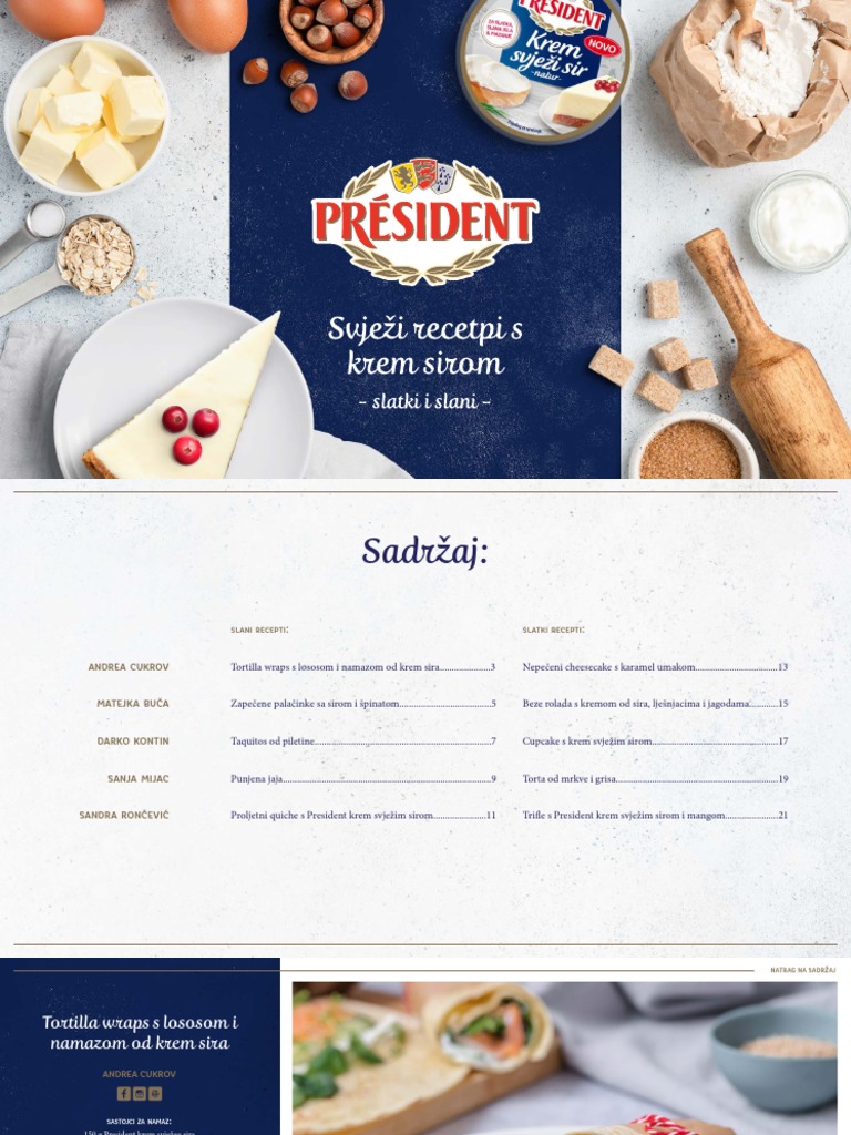President Krem Svjezi Sir Recepti Slatki I Slani PDF | PDF