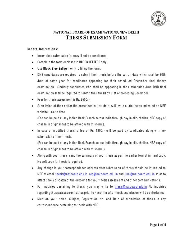 DNB Thesis Submission Guidelines | PDF | Thesis | Medicine