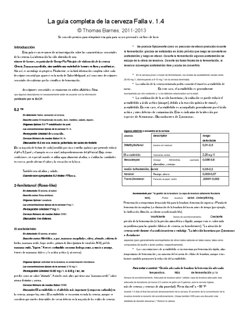 Complete Beer Fault Guide - En.es | PDF | Cerveza | Fabricación de cerveza