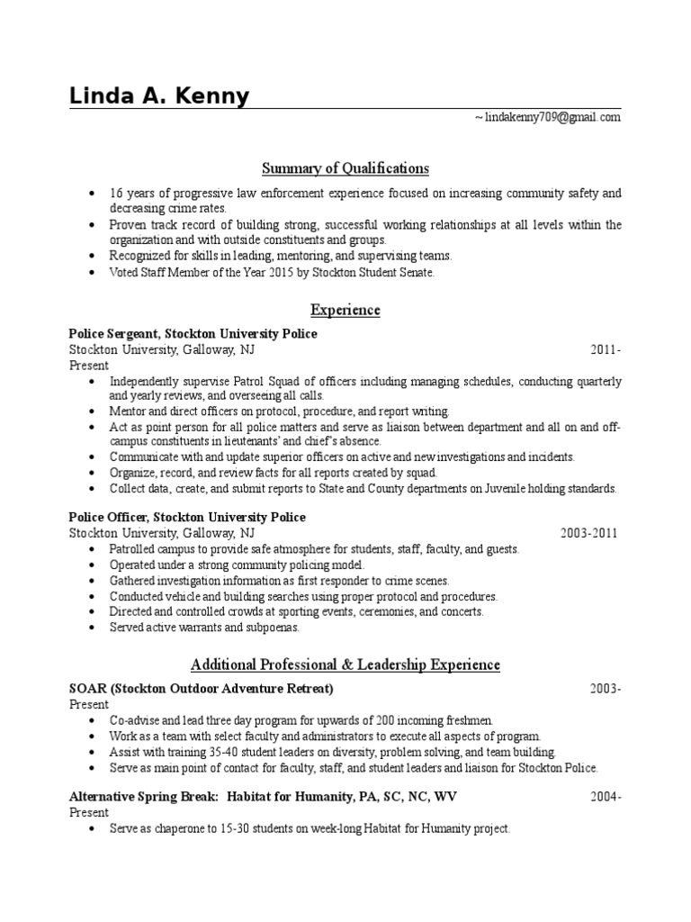 Linda Kenny Resume 2019 | PDF | Police Officer | Public Safety