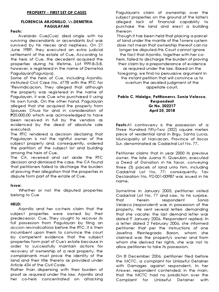 Property Incomplete Compilation | PDF | Mortgage Law | Complaint