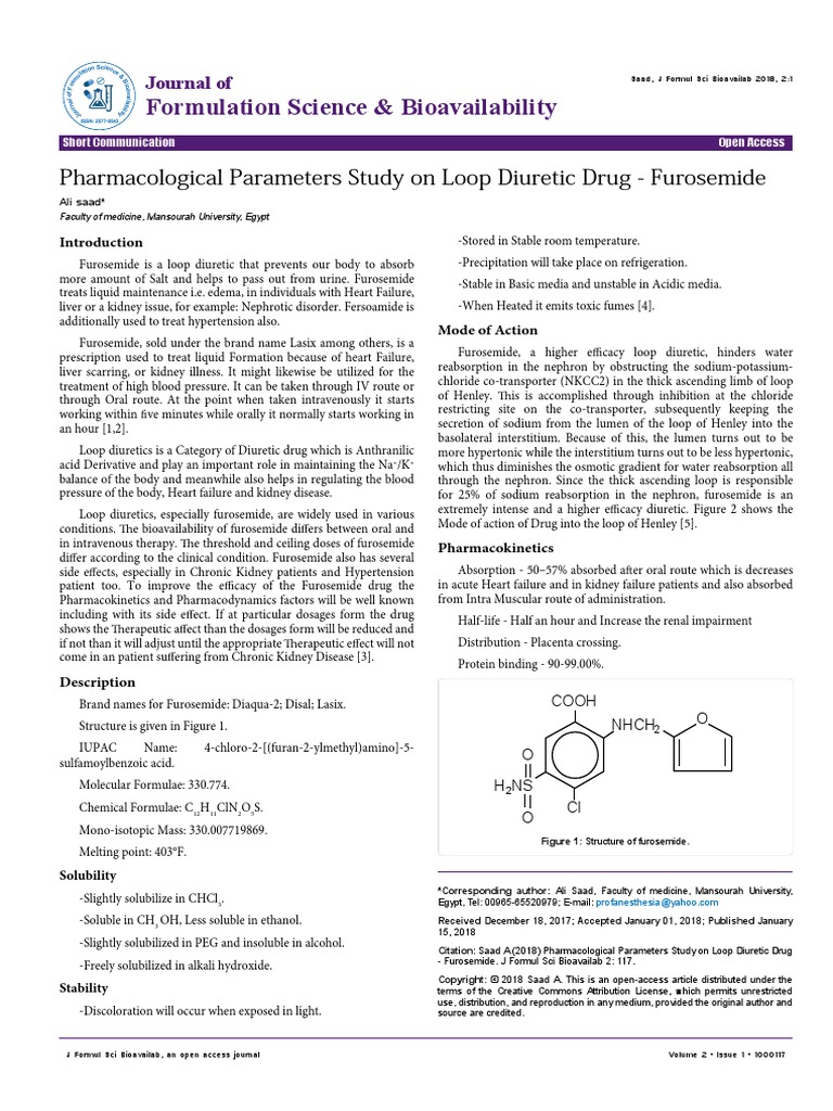 Loop Diuretic | PDF | Dose (Biochemistry) | Chemistry