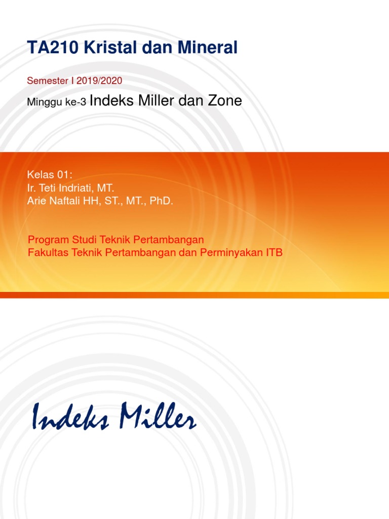 Materi Minggu Ke-03 - Indeks Miller 2019 | PDF