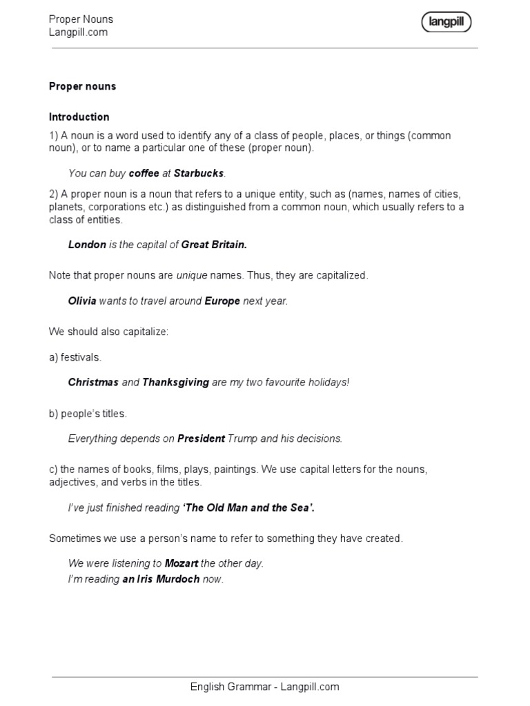 5.1 2. (Textbook) Proper Nouns PDF | PDF | Noun | Languages