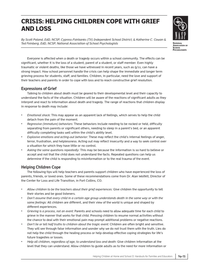 National Association of School Psychologists Handout: Helping Children ...