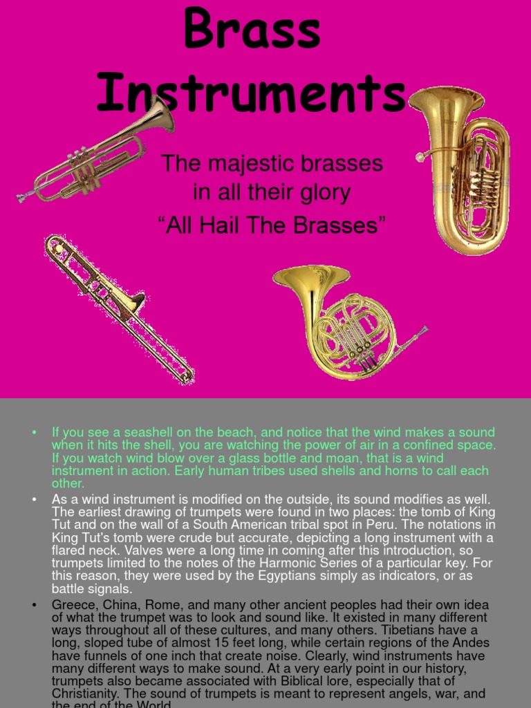 History and Evolution of Brass Instruments | PDF | Tuba | Trombone