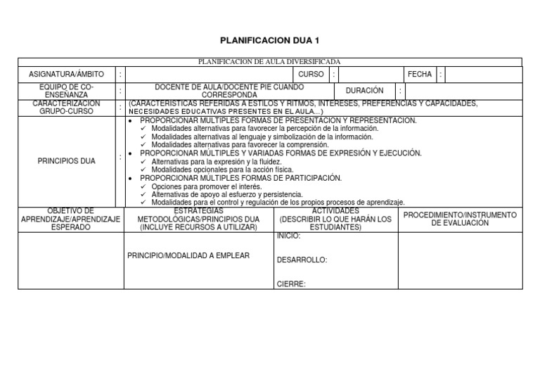 Planificación de Aula Diversificada | PDF | Salón de clases | Aprendizaje