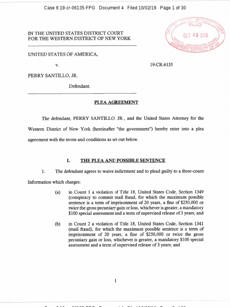 Santillo Filed Plea Agreement | PDF