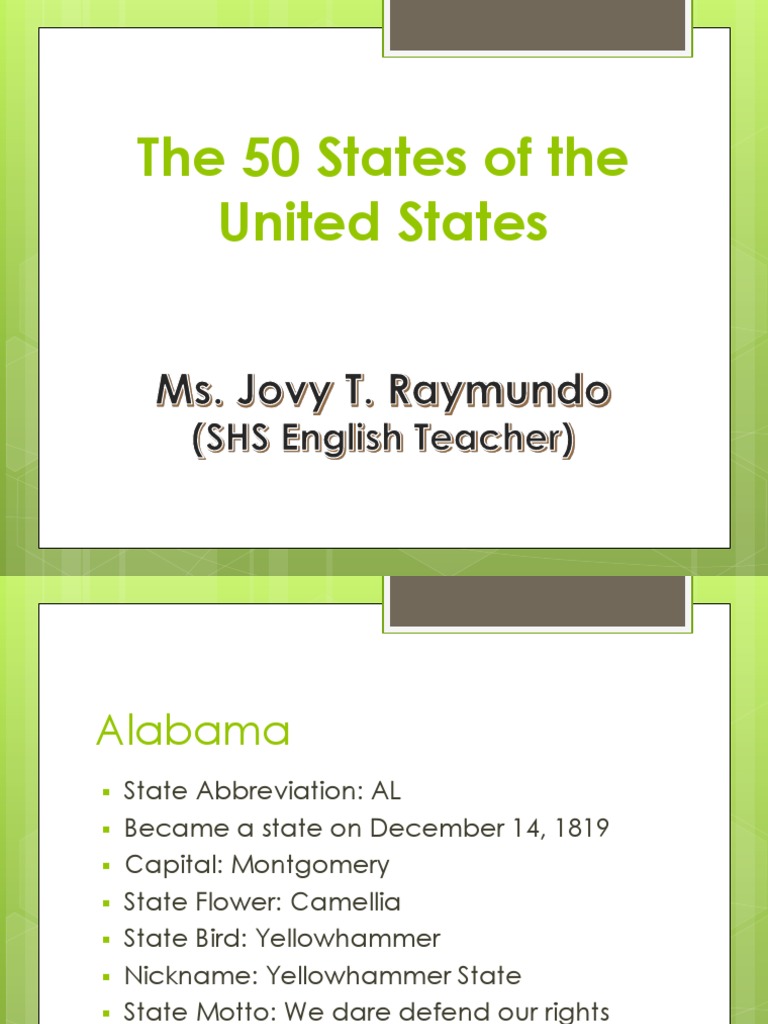 50 States Powerpoint | PDF | Birds | Plants