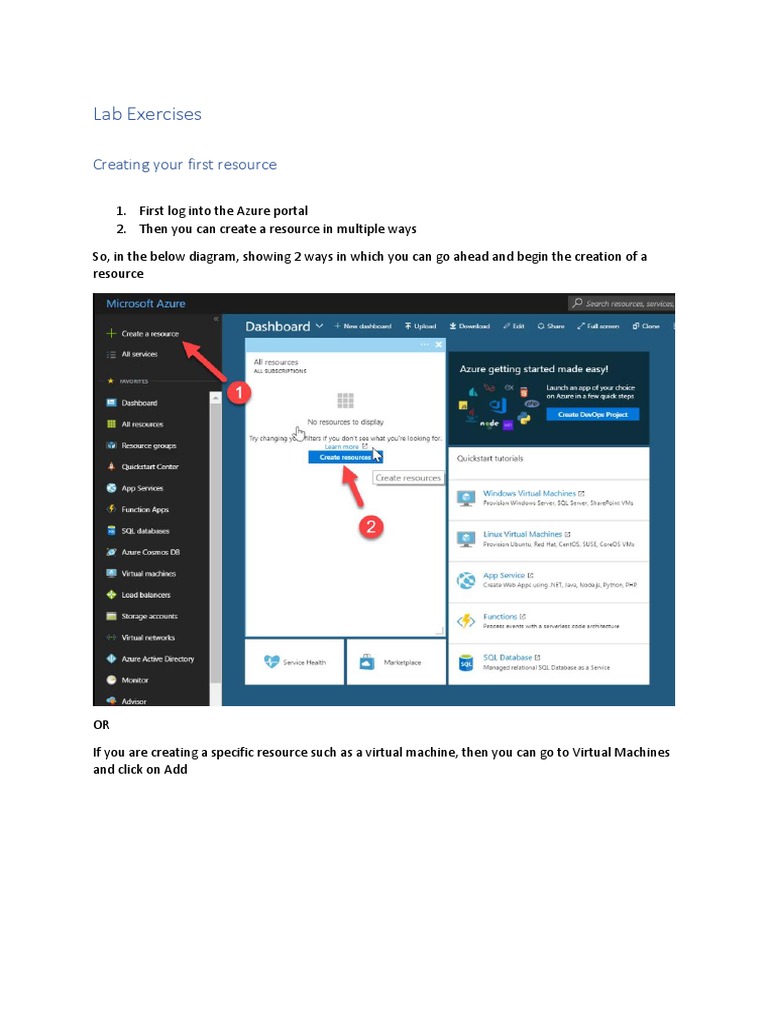 Lab Exercises: Creating Your First Resource | PDF | Microsoft Azure ...