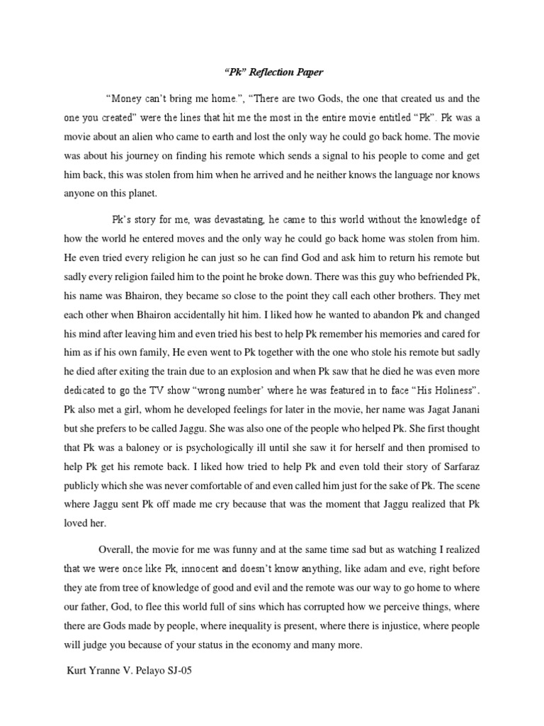 "PK" Reflection Paper | PDF