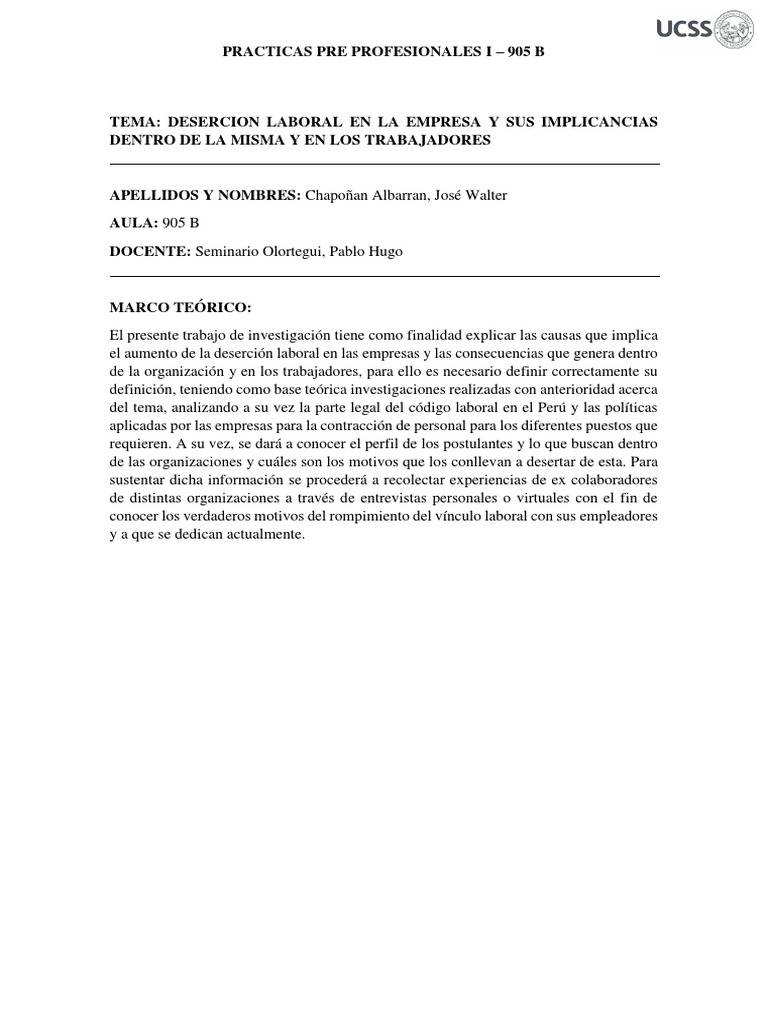 Deserción Laboral: Causas y Consecuencias | PDF | Crecimiento personal ...