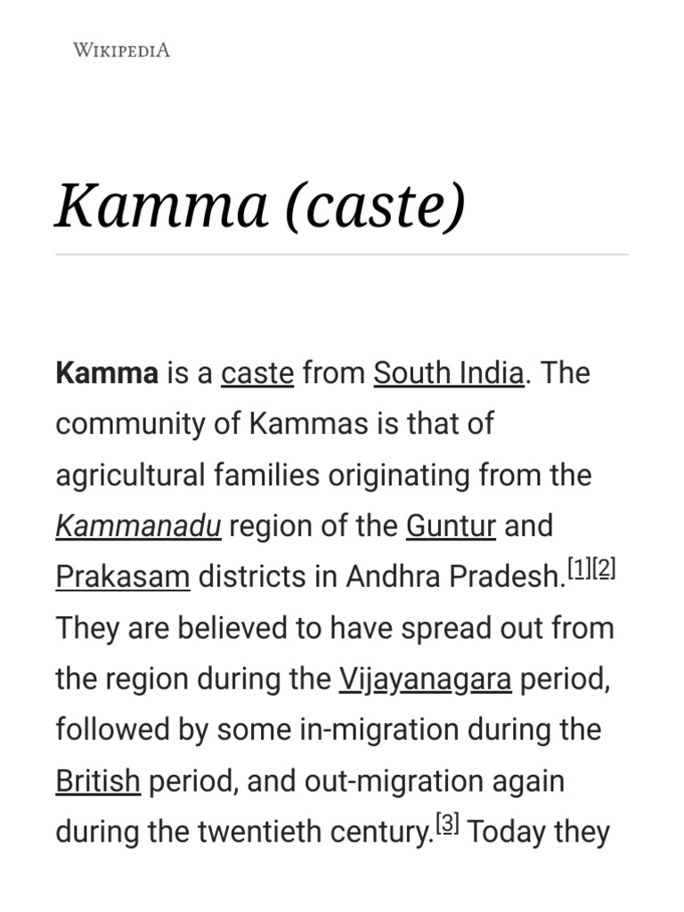 Kamma (Caste) : Kamma Is A Caste From South India. The | PDF | Social ...