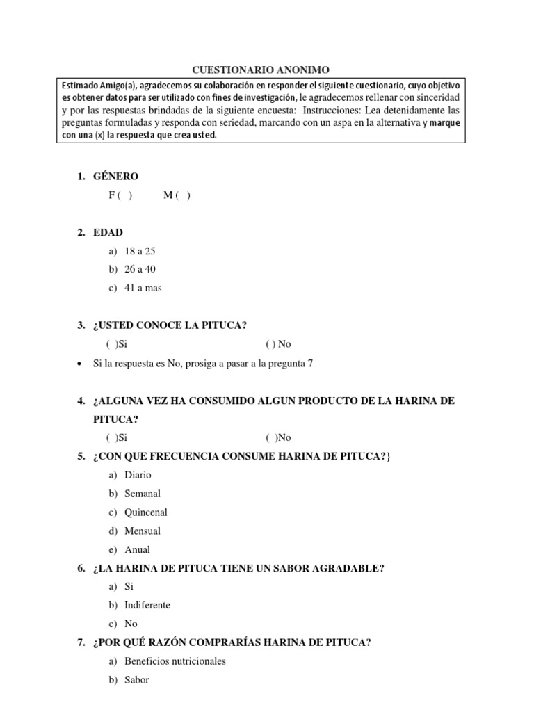 Cuestionario Anonimo | PDF