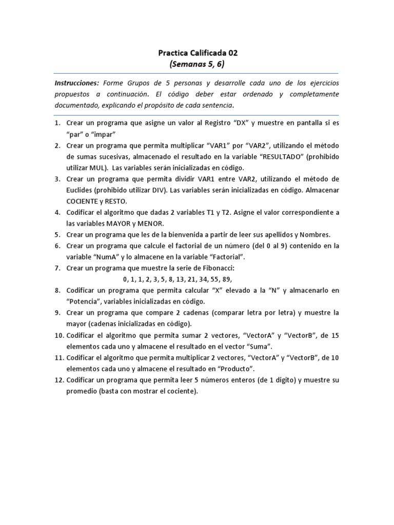 Practica Calificada 02 | PDF