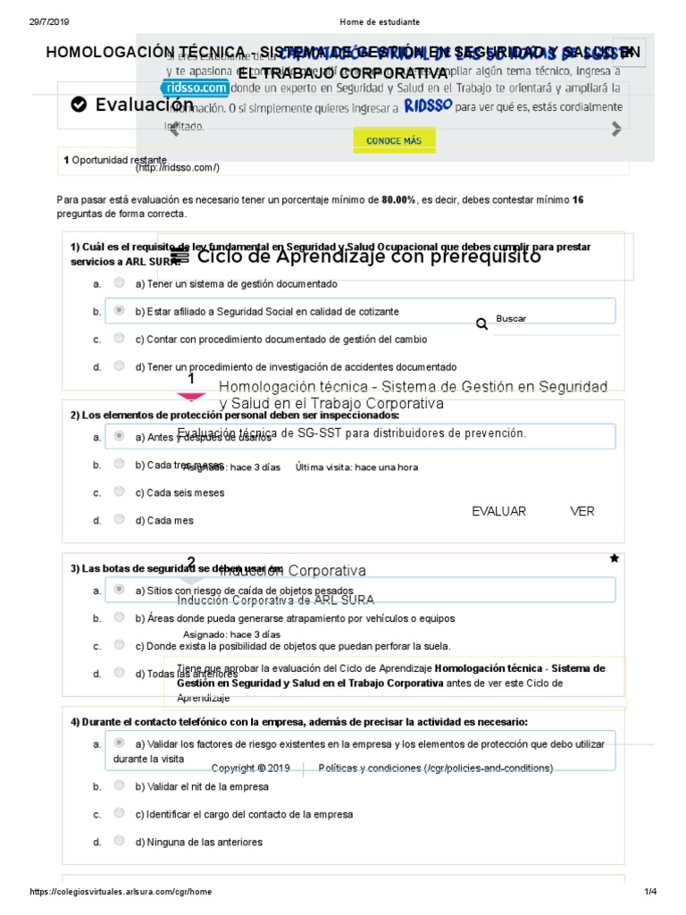 Eval. SG SST | PDF | Salud y bienestar | Medicina