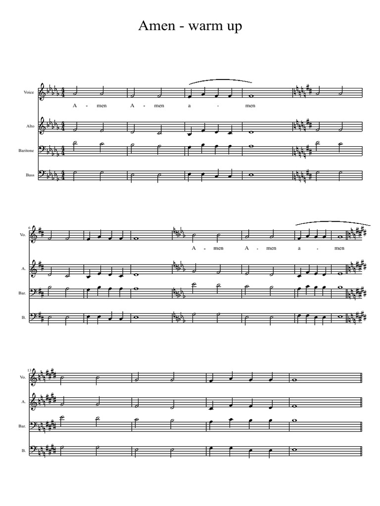 Choir Warm Up Amen | PDF