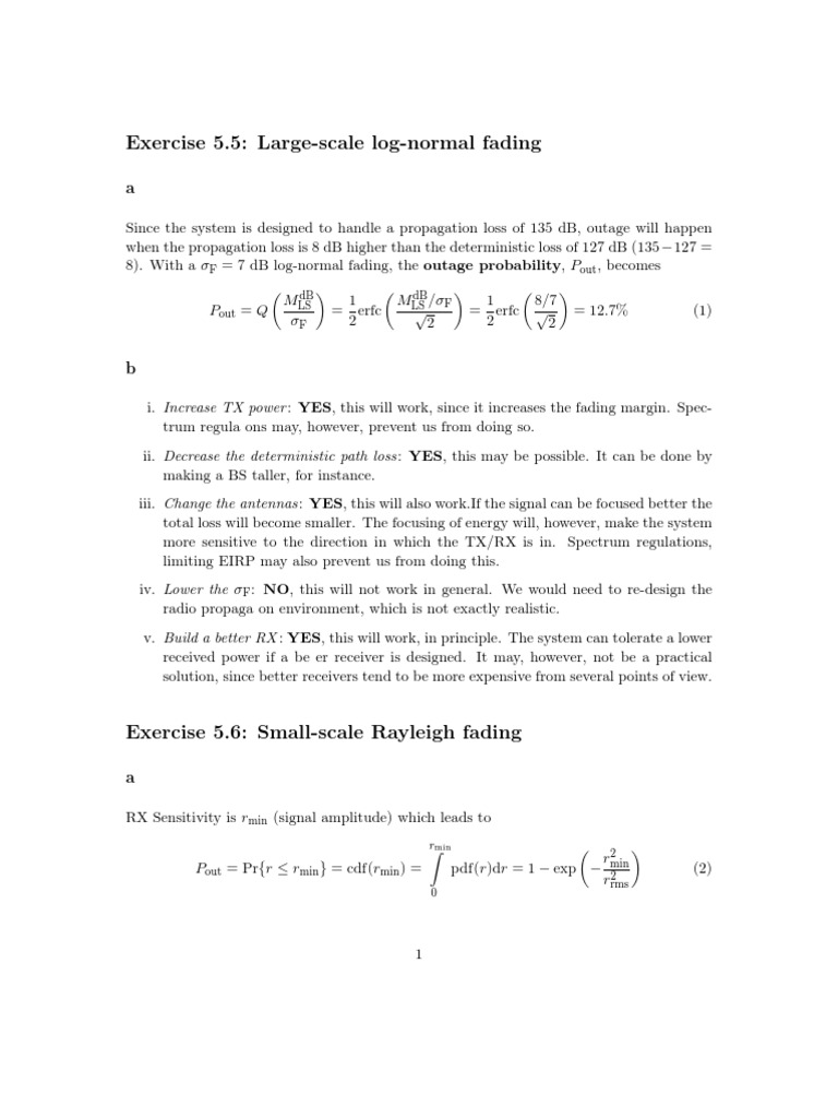 Exercise 5.5: Large-Scale Log-Normal Fading: F Out DB LS F DB LS F ...
