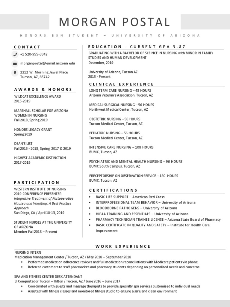 Morgan Postal Resume | PDF | Nursing | Pharmacy