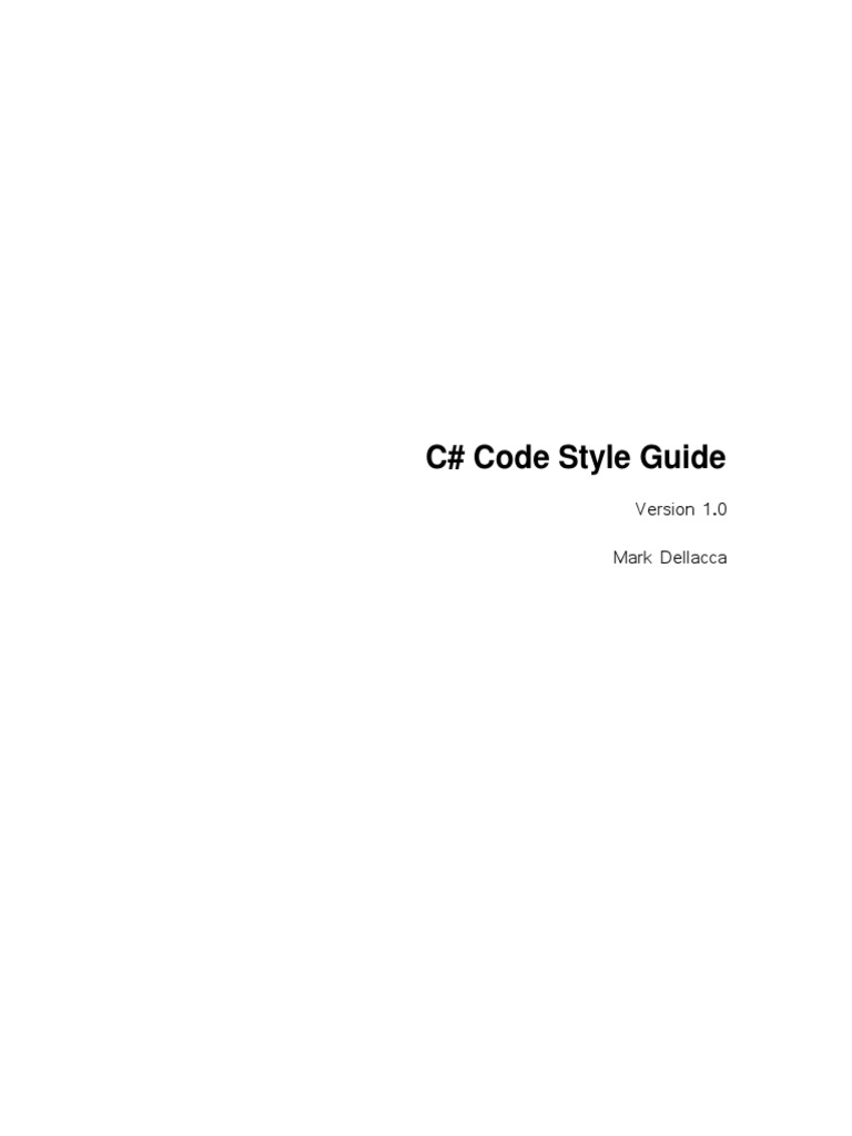 Code Style Guide Pdf C Sharp Programming Language Class Computer Programming