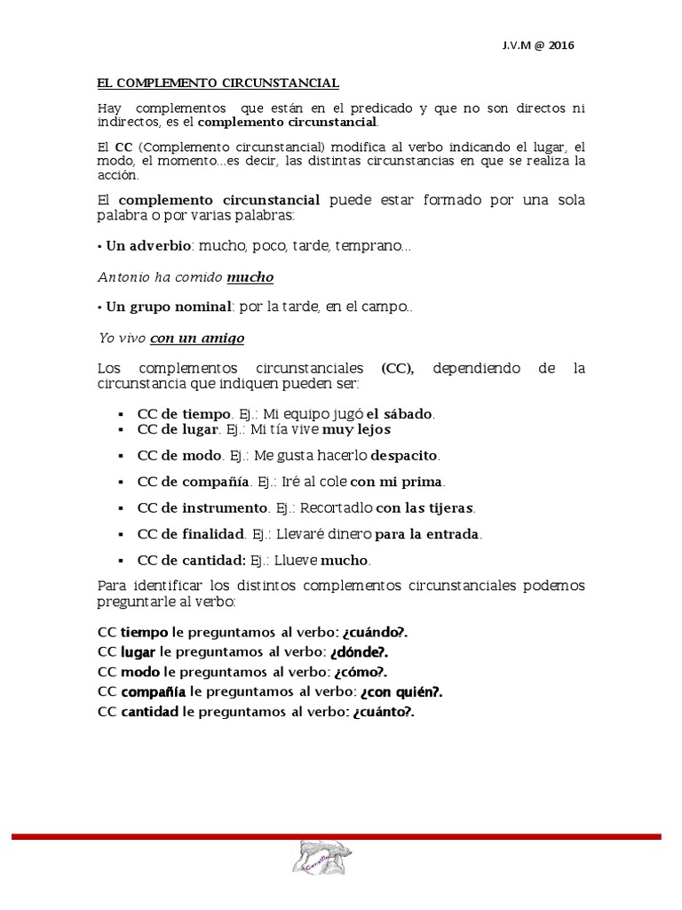 Complemento Circunstancial | PDF | Verbo | Adverbio