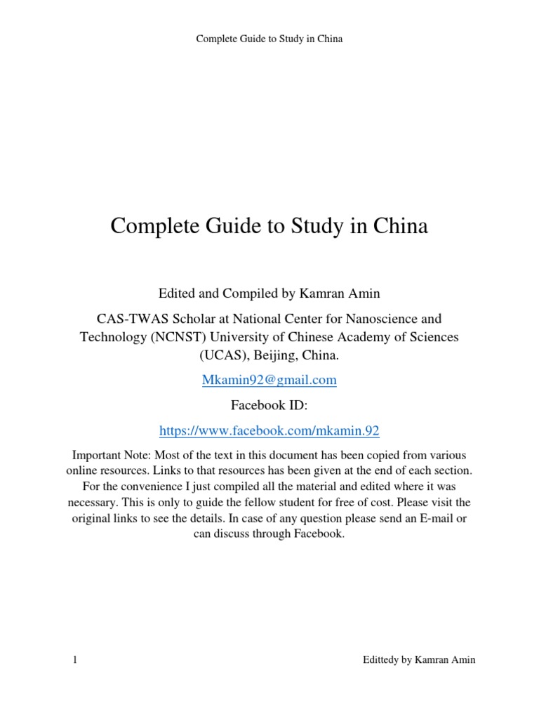 A Complete Guide To Study in China | PDF | International Student ...