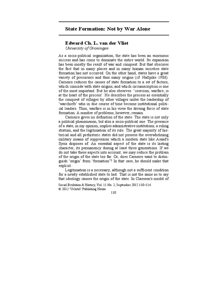 State Formation Beyond Warfare Factors | PDF | Sociological Theories