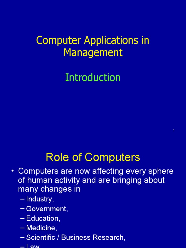 L01 Computer Applications in Management | PDF | Marketing | Human ...
