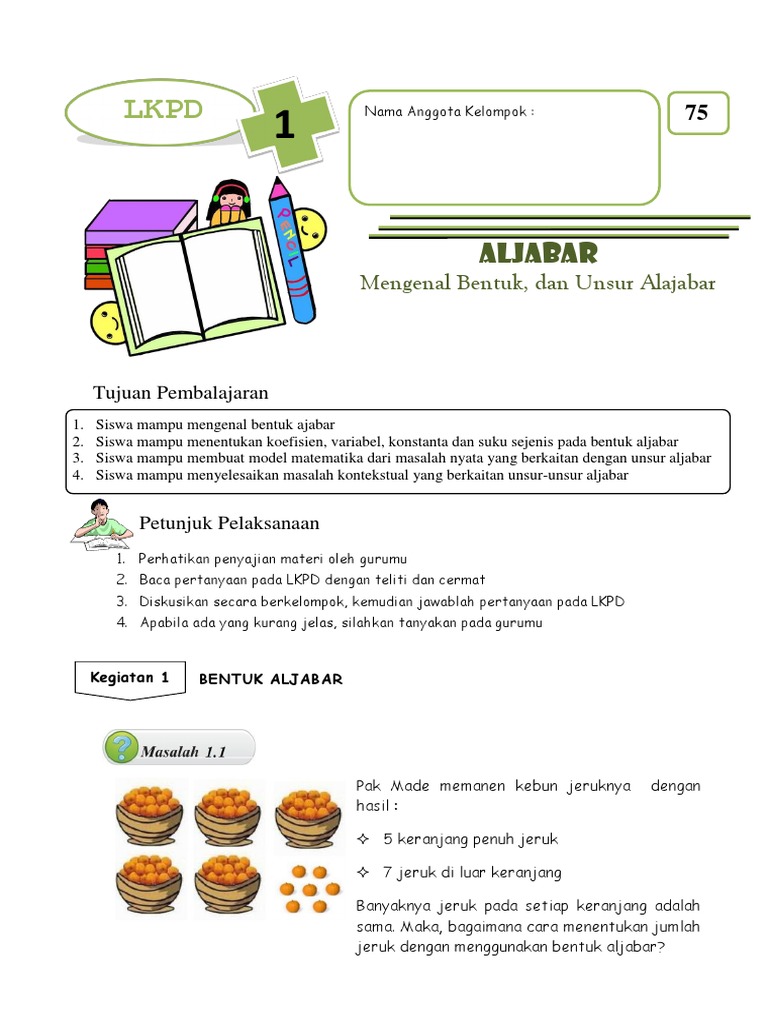 LKPD Aljabar Pert 1 | PDF