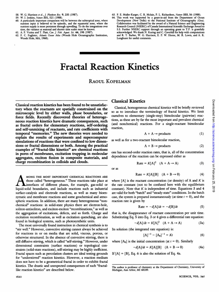 Fractal Reaction Kinetics | PDF | Reaction Rate | Reaction Rate Constant