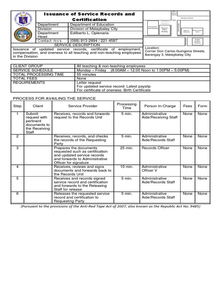Issuance of Service Records and Certification | PDF | Government ...