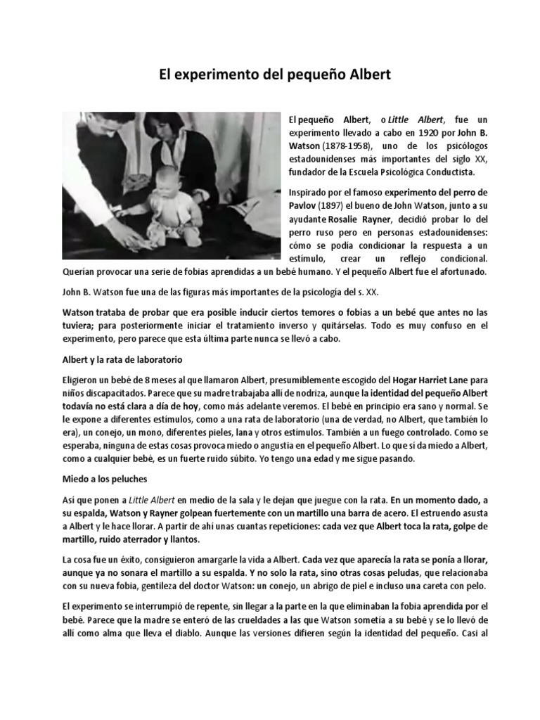 El Pequeño Albert, o Little Albert | PDF | Sicología